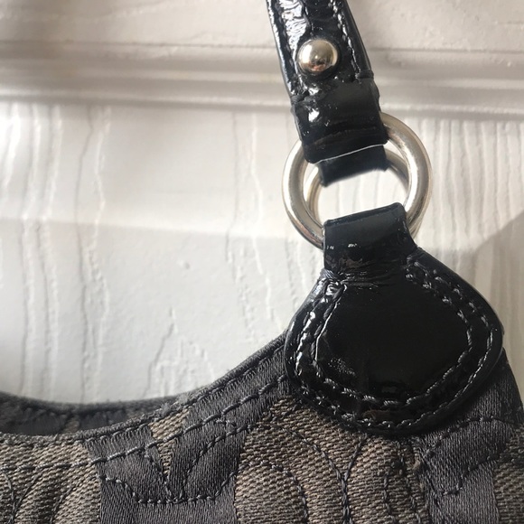 Coach | Bags | Coach Gramercy Op Art Top Handle Black Pouch Bag | Poshmark